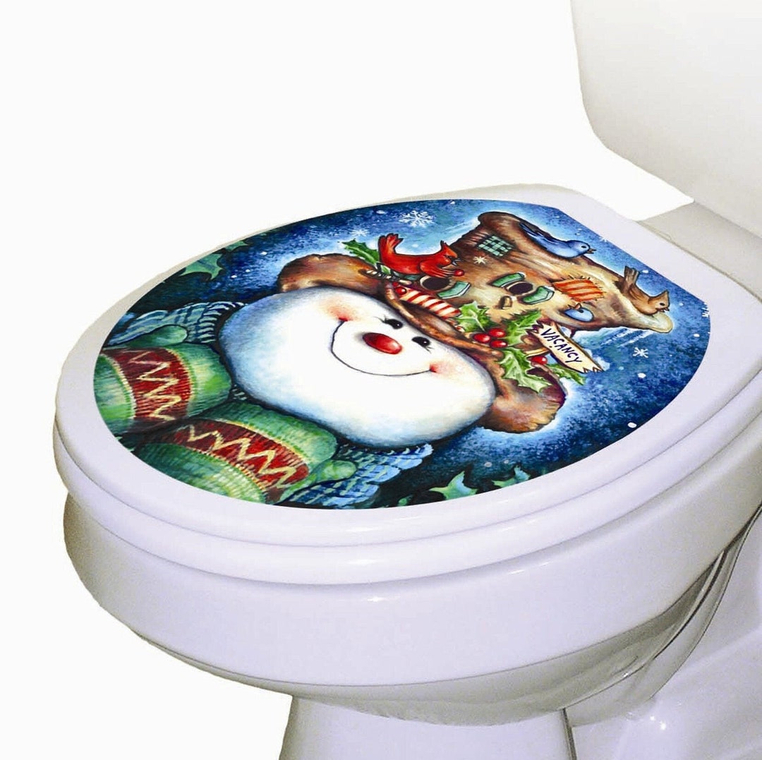 Holiday Toilet Tattoos / Snowman Toilet Seat Cover / Toilet Seat Decal ...