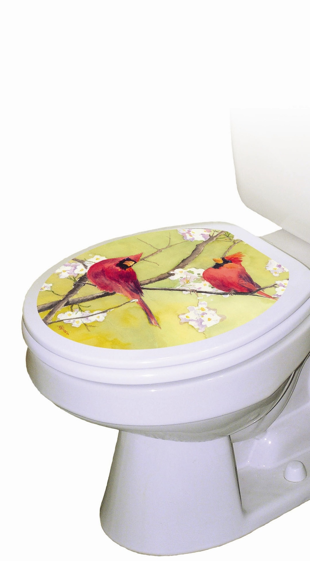 Cardinal Toilet Seat Decal: Removable Vinyl Static Cling - Fits Round ...