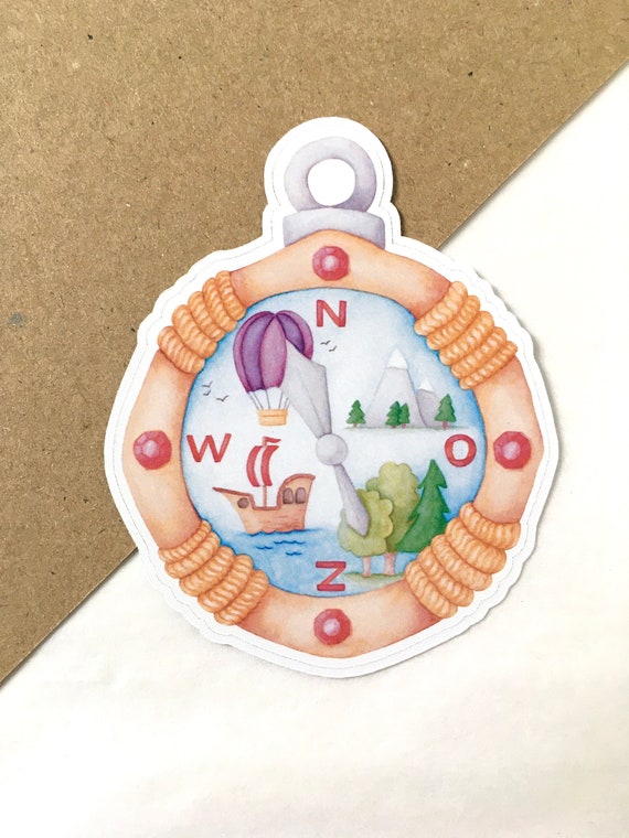 Travel Compass sticker | Etsy
