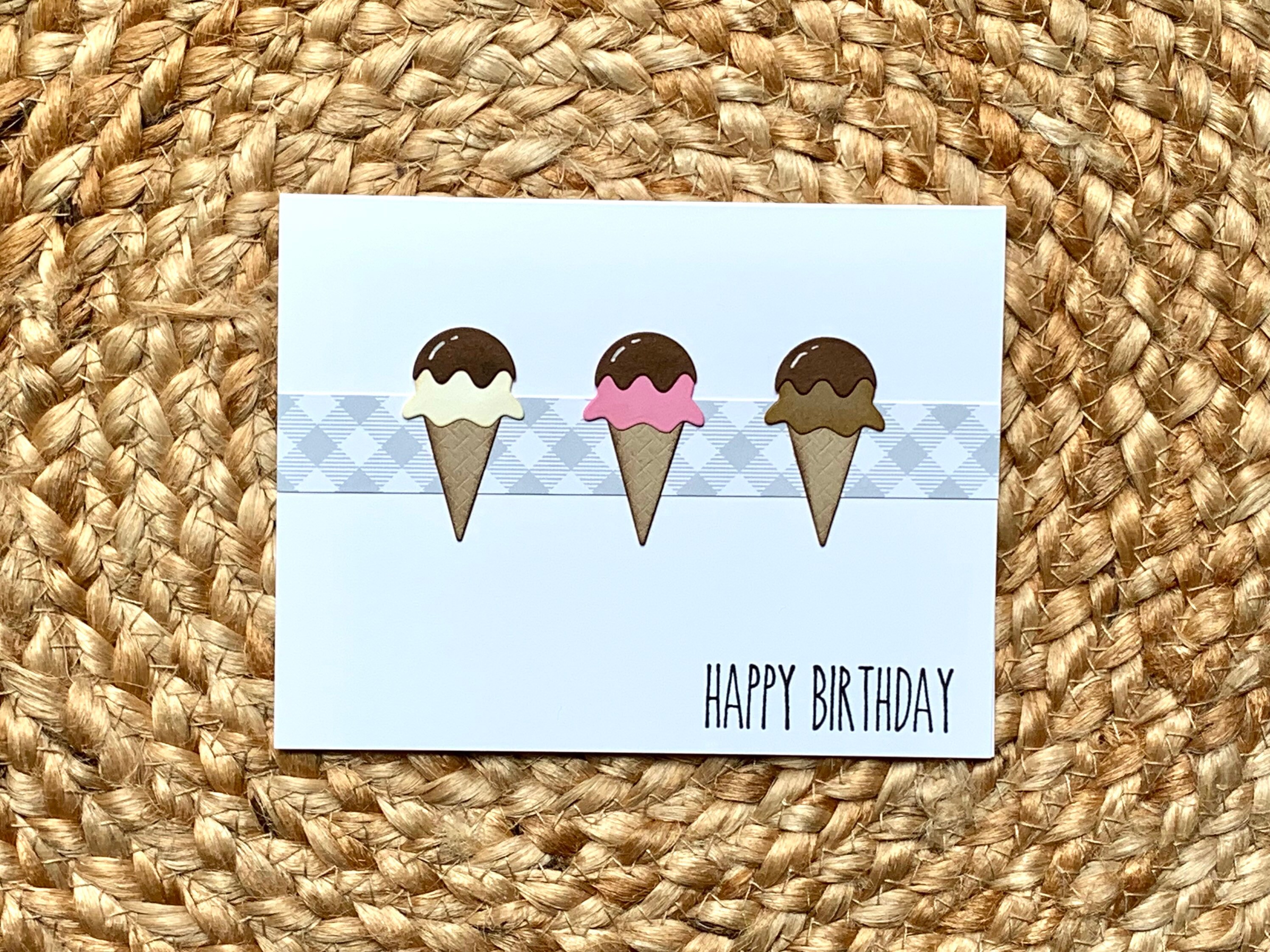 Happy Birthday Card. Ice Cream Cone Card. Happy Birthday - Etsy