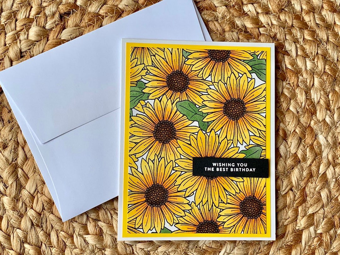 Sunflower Birthday Card. Birthday Card. Happy Birthday Greeting Card ...