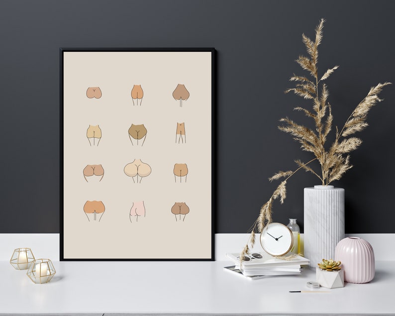 Funny Bathroom Art All Bums Welcome Cute Bathroom Butts Bum Etsy
