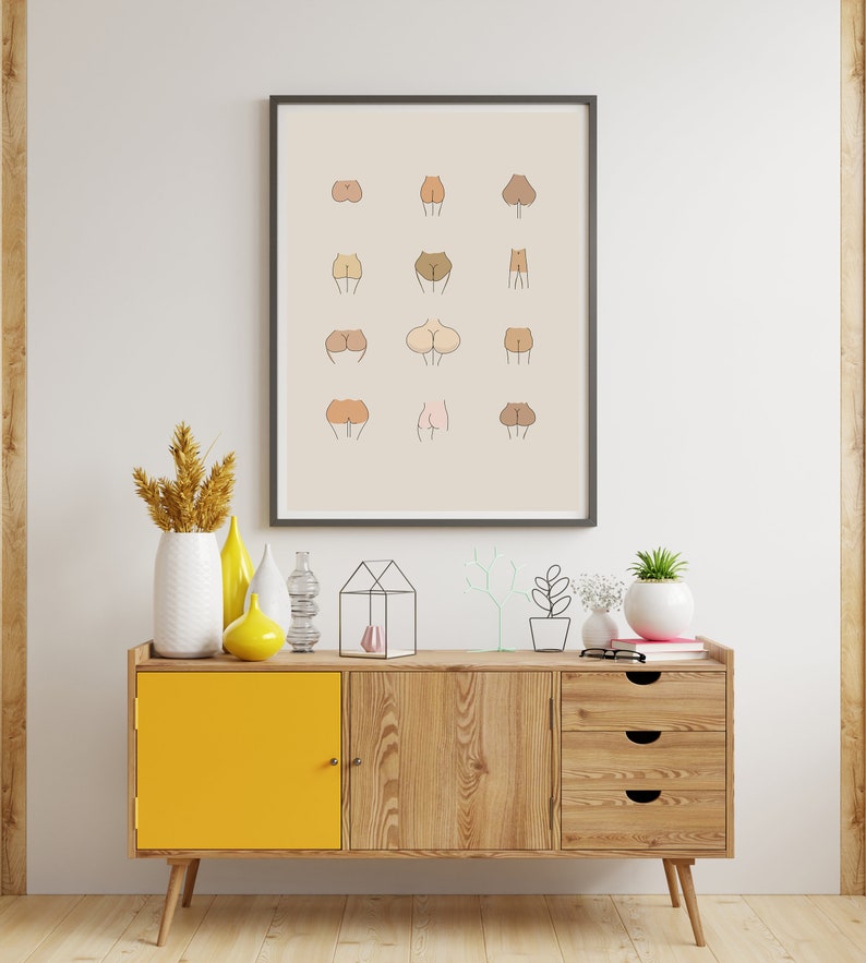 Funny Bathroom Art All Bums Welcome Cute Bathroom Butts Bum Etsy