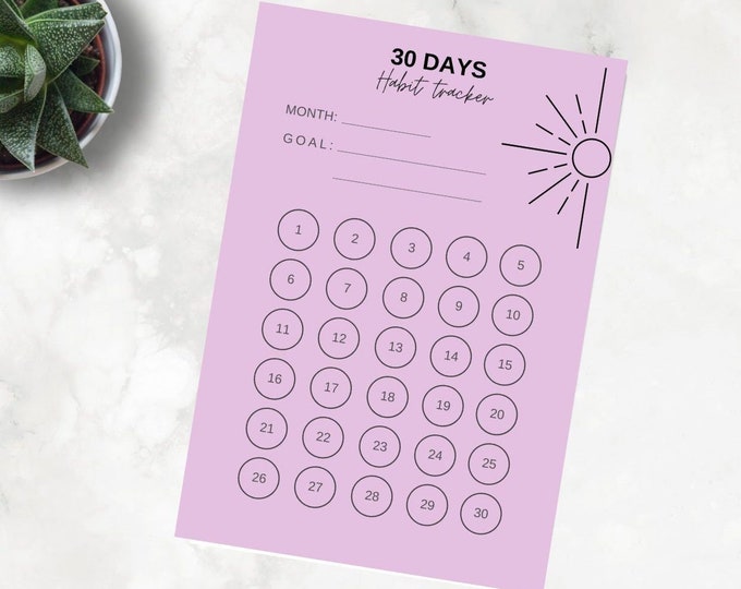 30 Day Challenge Tracker Printable Printable Habit Tracker PDF ...