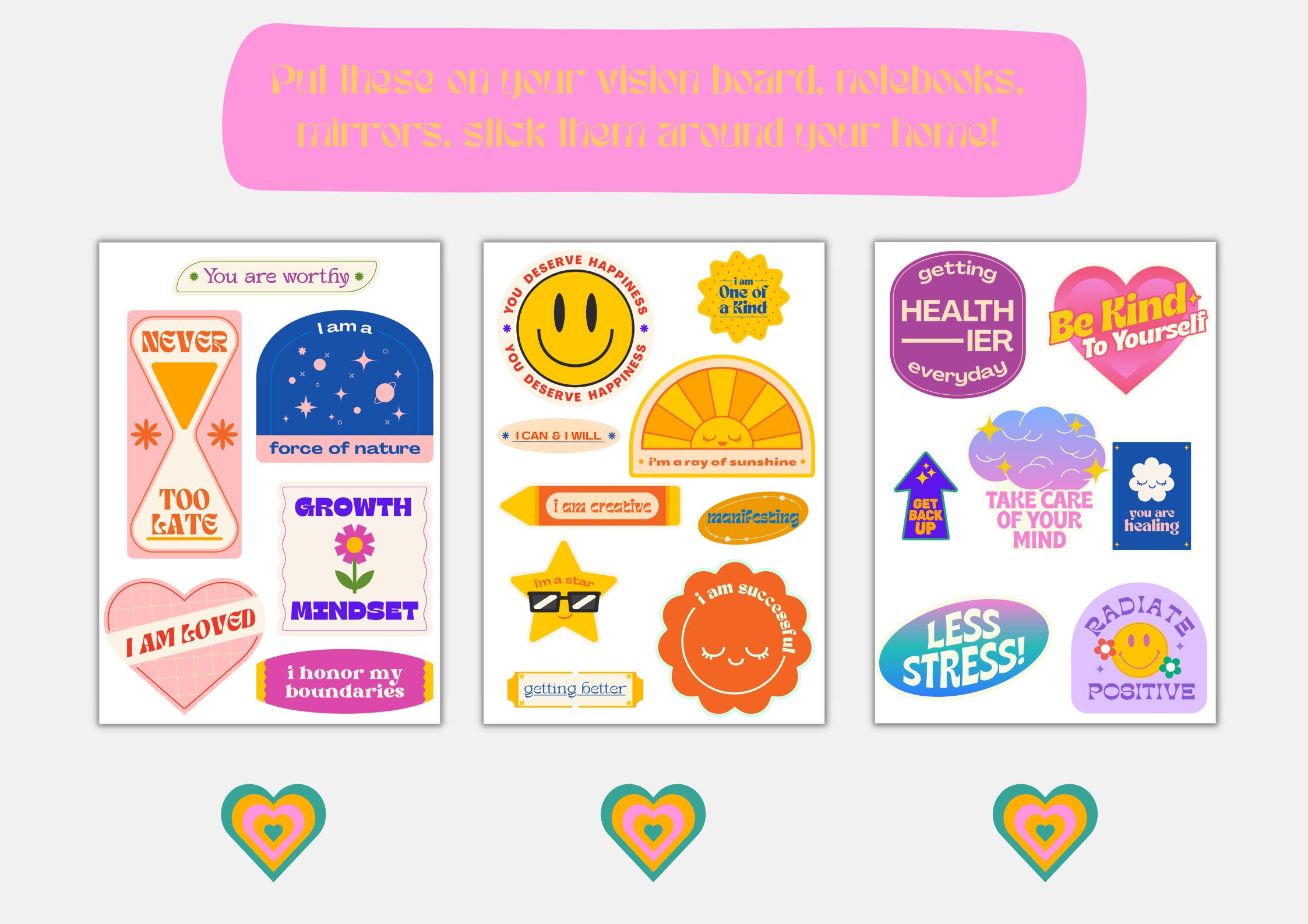 Vision Board Kit Printable Template, Vision Board Stickers, 2023 ...