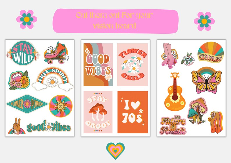 Vision Board Kit Printable Template, Vision Board Stickers, 2023 ...