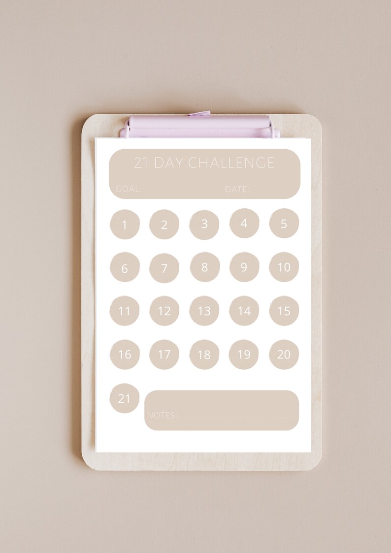 21 Day Tracker Printable, Challenge Tracker, Progress, Habit Setter ...