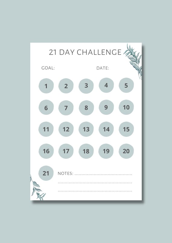 21 Day Challenge Tracker Printable Goal Setter Habit - Etsy Australia