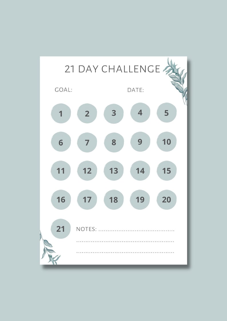 21 Day Challenge Tracker Printable, Goal Setter, Habit Tracker, Fitness ...