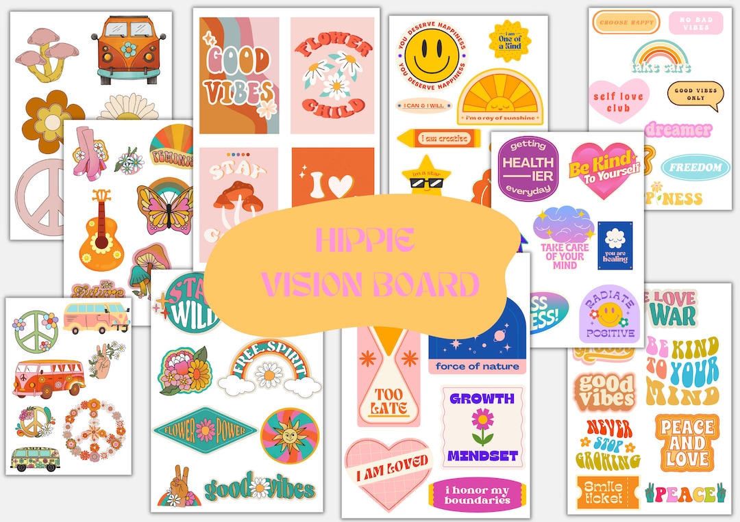 Vision Board Kit Printable Template, Vision Board Stickers, 2023 ...