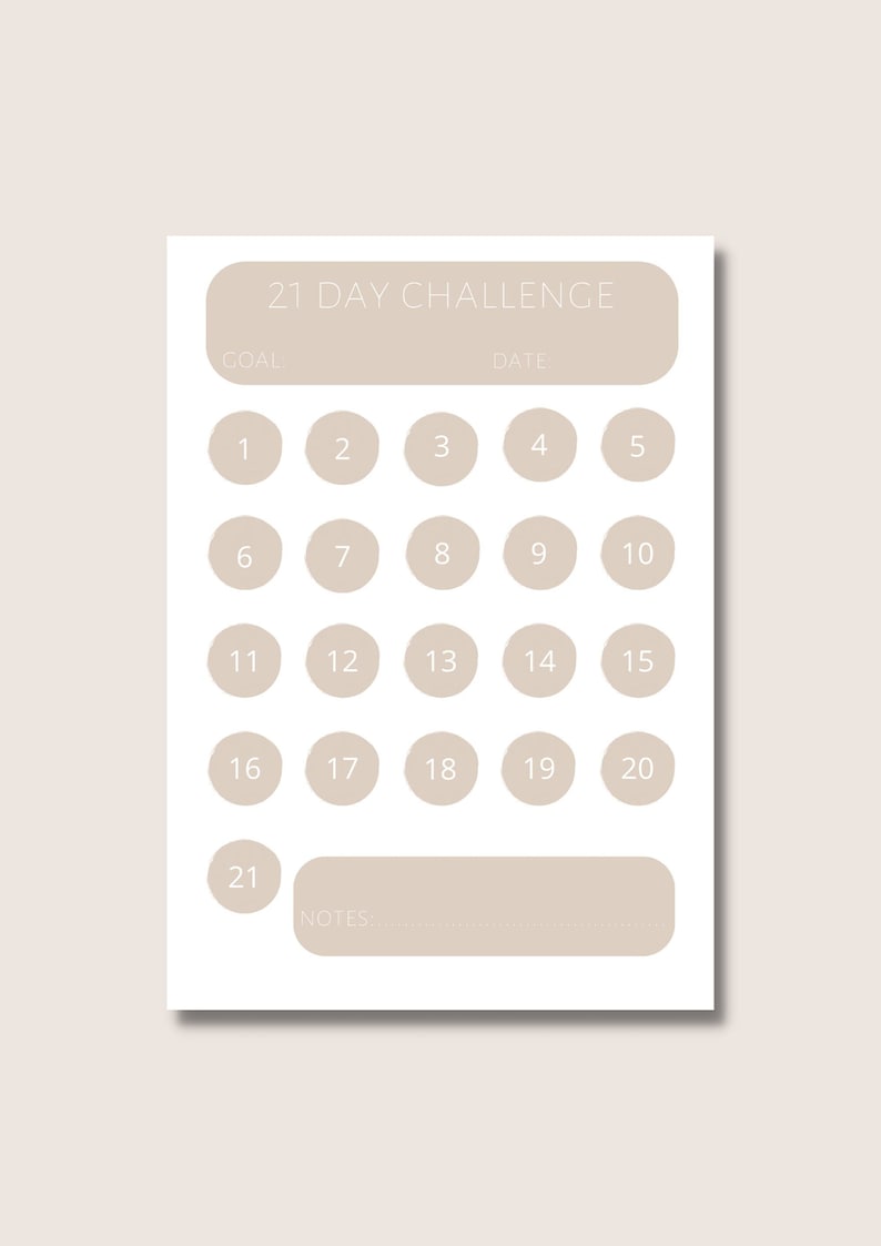 21 Day Tracker Printable, Challenge Tracker, Progress, Habit Setter ...
