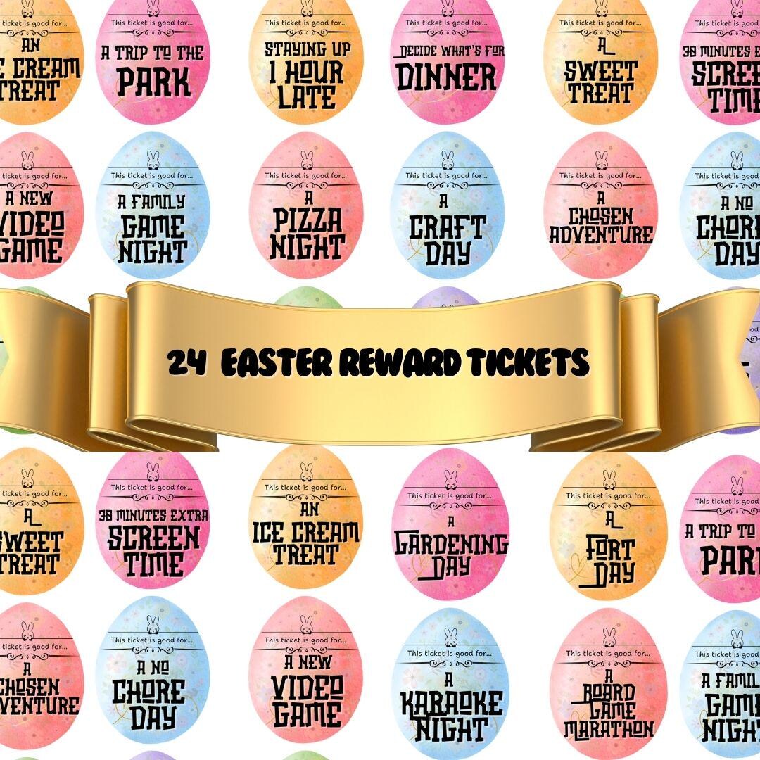 Easter Egg Tokens 24 Easter Reward Tickets Easter Egg Coupons ...