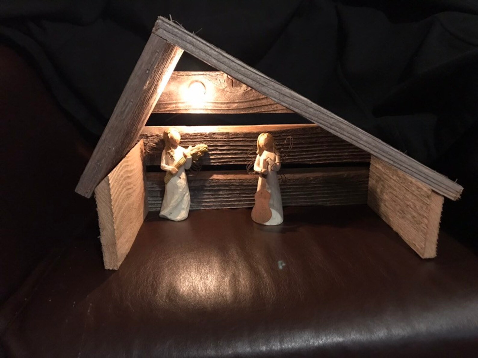 Rustic Lighted Handmade Wooden Nativity Manger Stable - Etsy