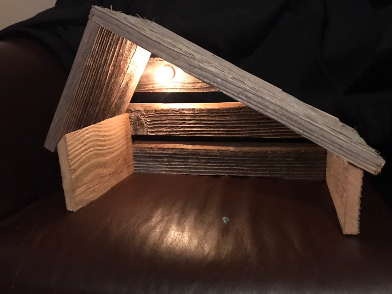 Rustic Lighted Handmade Wooden Nativity Manger Stable | Etsy