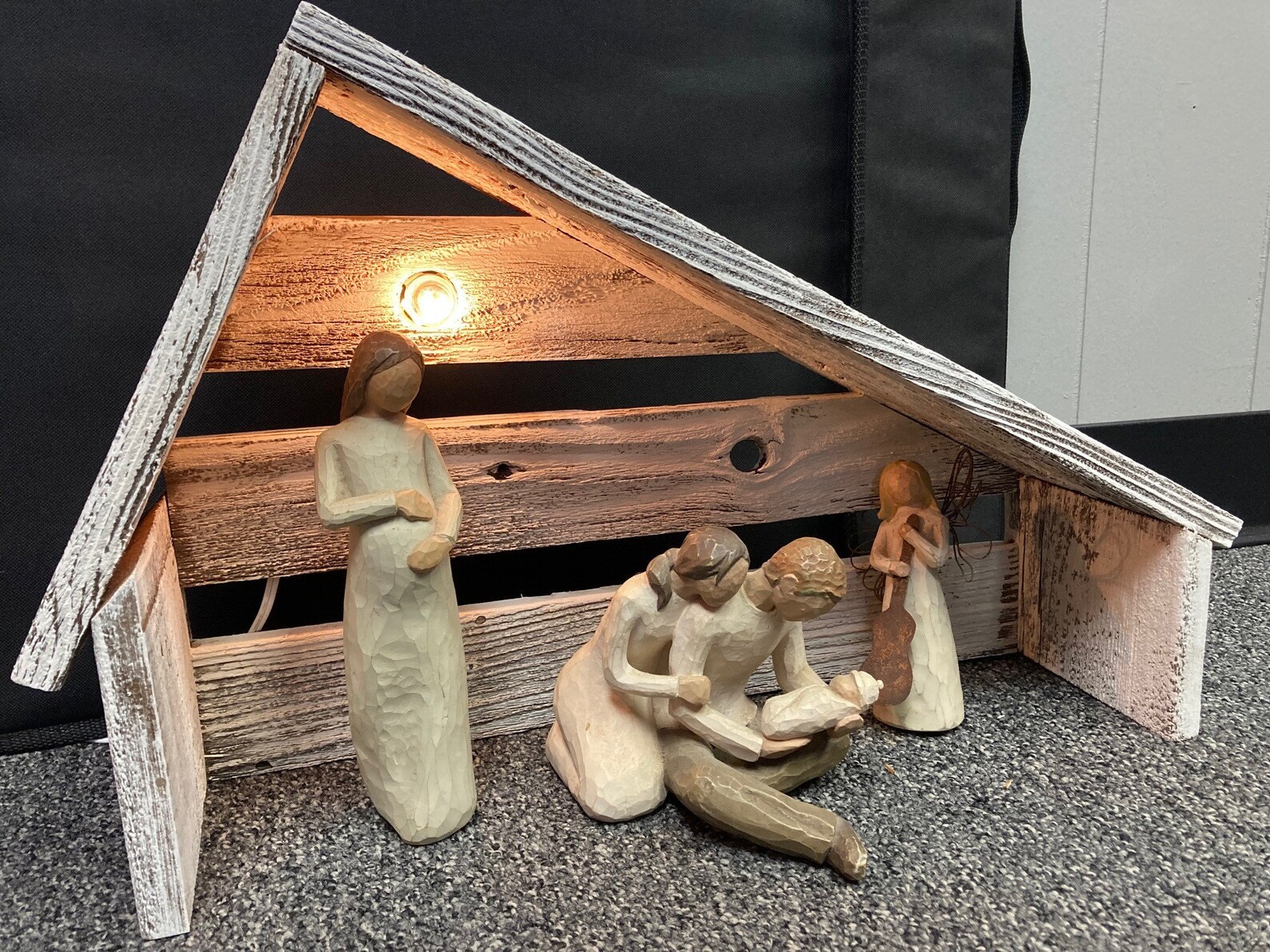 Antique White Rustic Lighted Handmade Wooden Nativity Manger - Etsy
