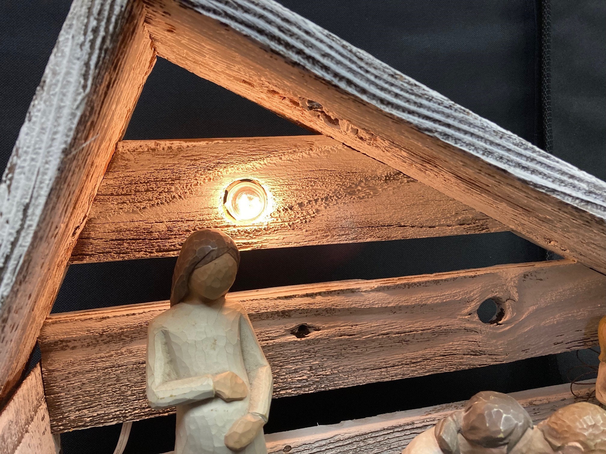 Antique White Rustic Lighted Handmade Wooden Nativity Manger - Etsy