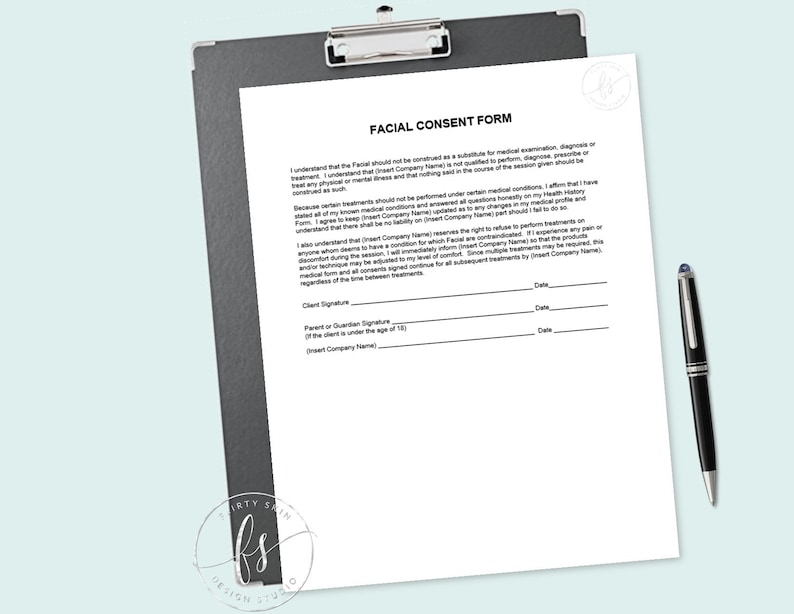 Facial Consent Form | Spa | Salon | Medical Spa | Day Spa | Esthetician ...