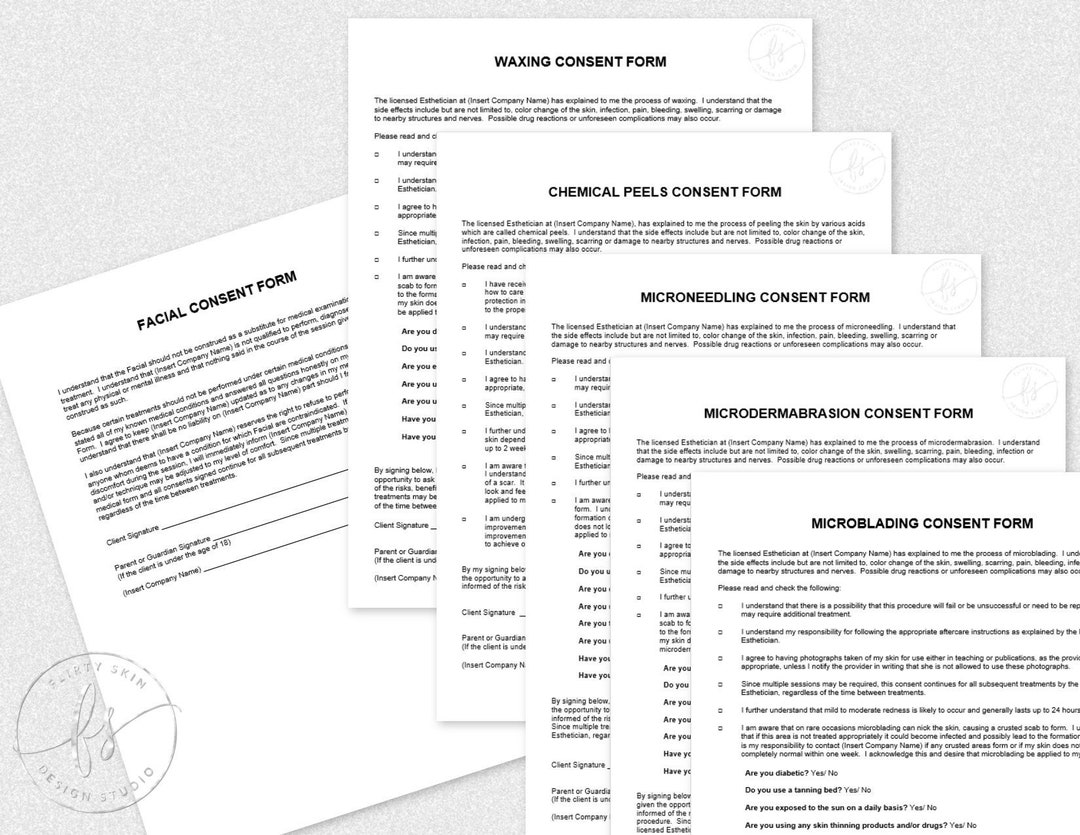 Skin Care Consents Bundle | Facial | Waxing | Chemical Peels ...