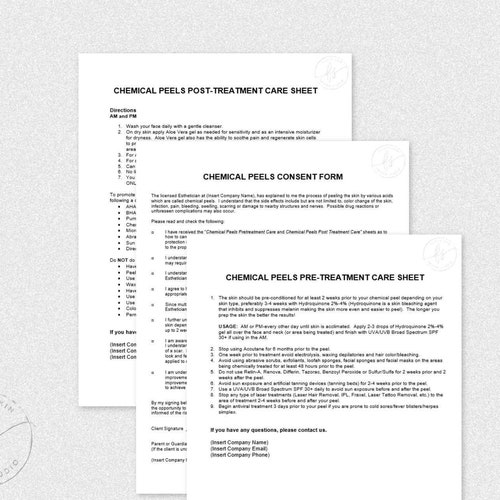 Chemical Peels Consent Form and Pre and Post Treatment Care - Etsy