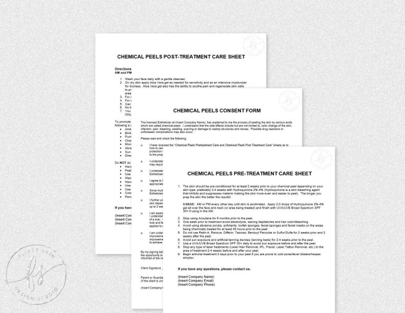 Chemical Peels Consent Form and Pre and Post Treatment Care Sheets ...