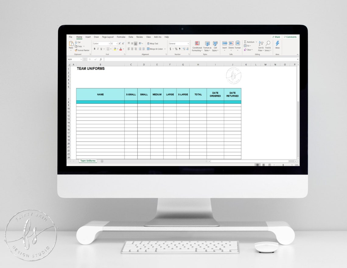 Team Uniforms Tracking Spreadsheet Setting up A Spa and | Etsy