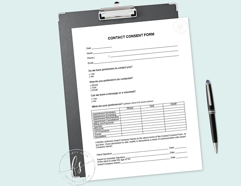 Contact Consent Form | Spa | Day Spa | Salon | Massage Therapist ...