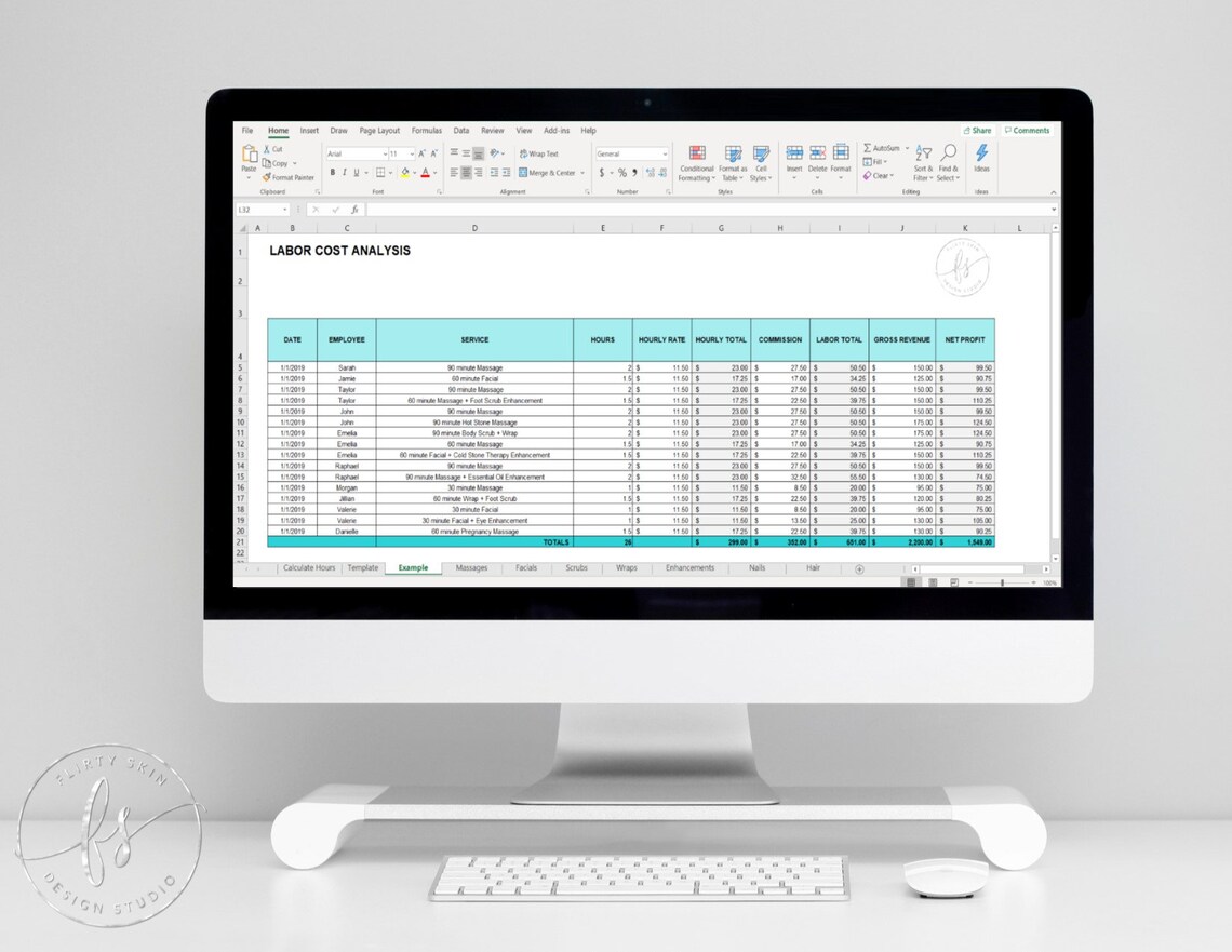 Labor Cost Analysis Spreadsheet Spa Salon Financial - Etsy