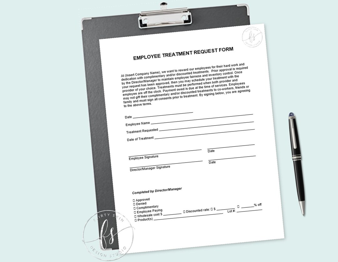Employee Treatment Request Form | Salon | Spa | Business Essentials ...