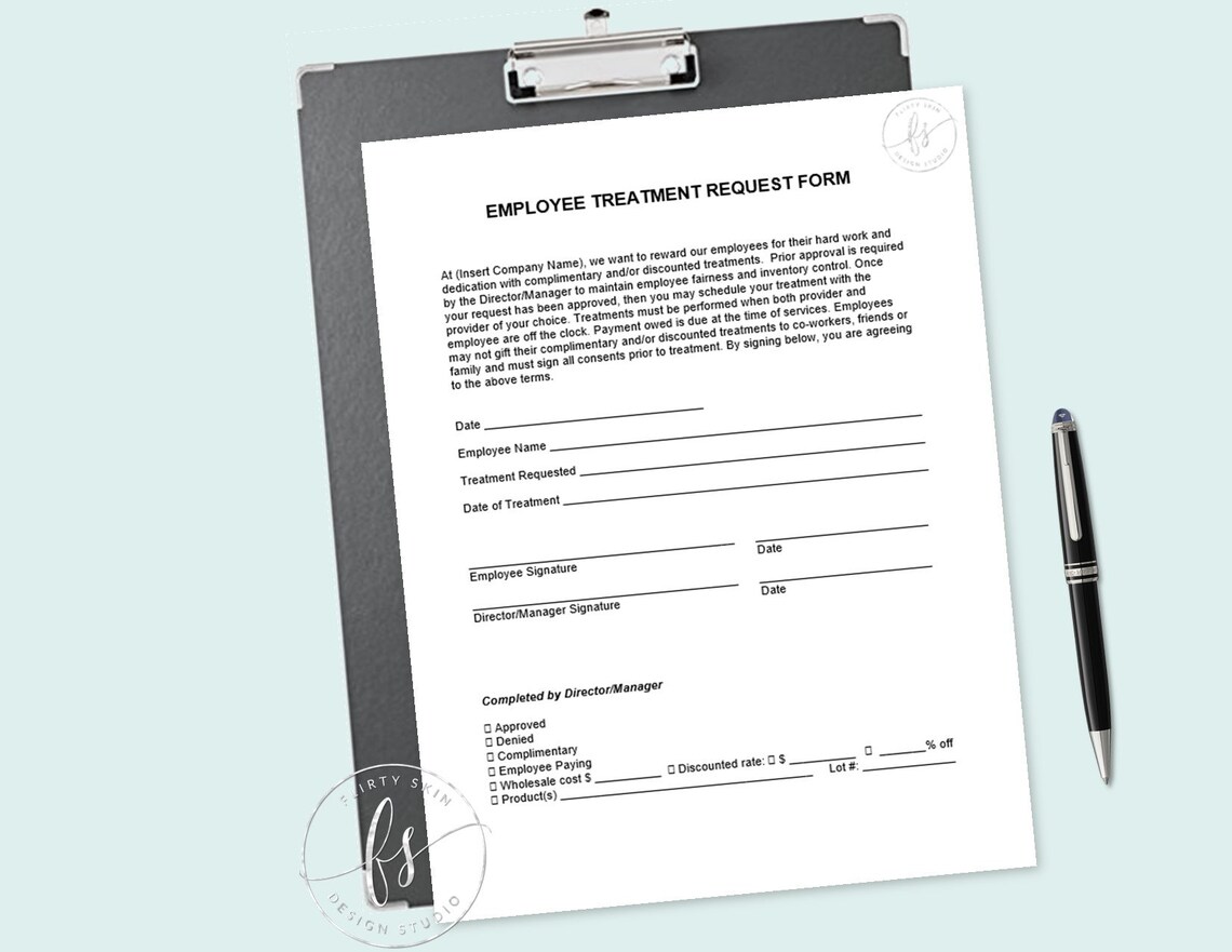 Employee Treatment Request Form Salon Spa Business - Etsy