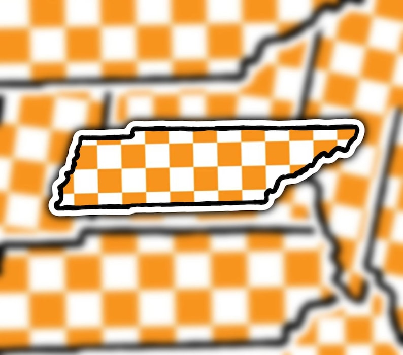 Orange White Checkered Board Tennessee Glossy Vinyl Sticker (3" X 1 ...