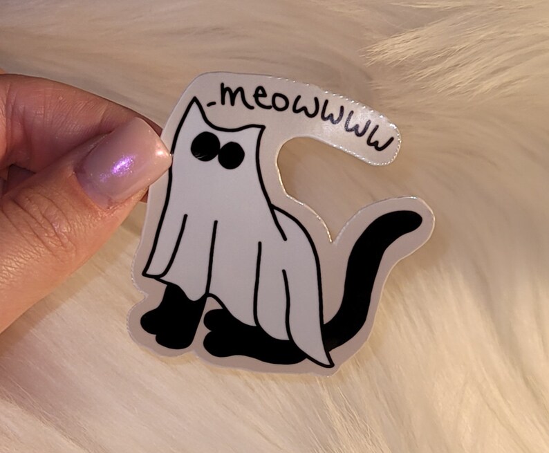 Spooky Ghost Meow Sticker 2.5 X 2.5 - Etsy
