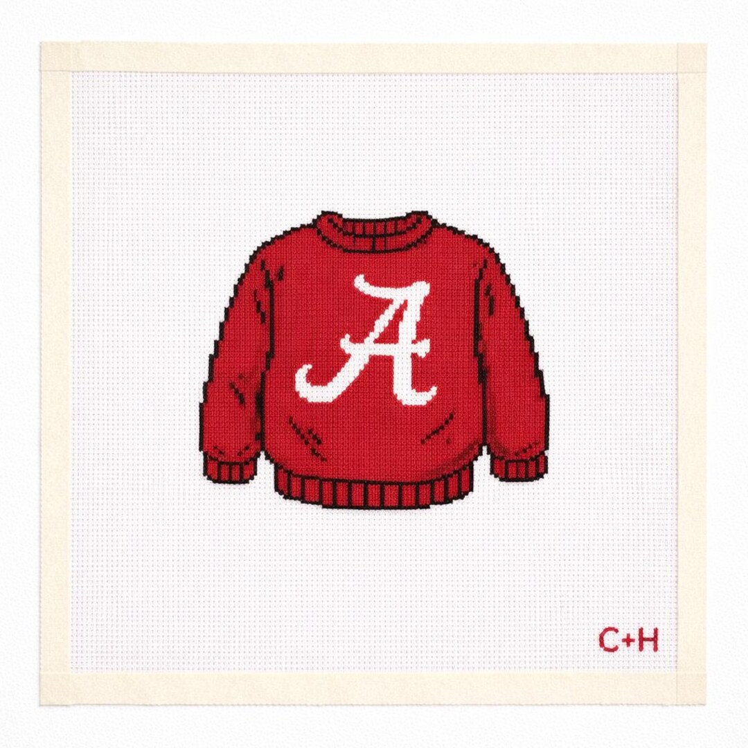 University of Alabama Sweater Hand-painted Needlepoint Canvas - Etsy