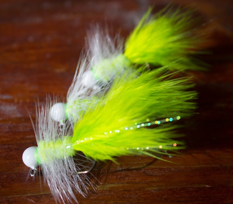 5pk Chartreuse & White Crappie Jigs - Etsy