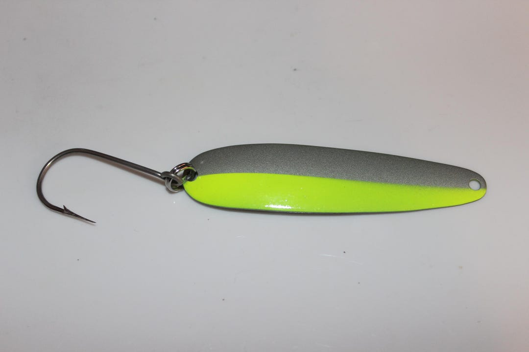 3 Inch Silver & Chartreuse Trolling Spoon - Etsy