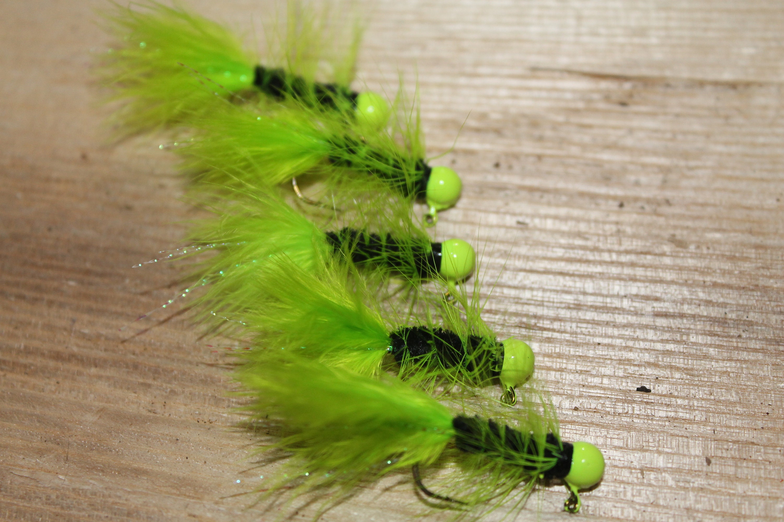 5pk Chartreuse & Black Crappie Jigs - Etsy