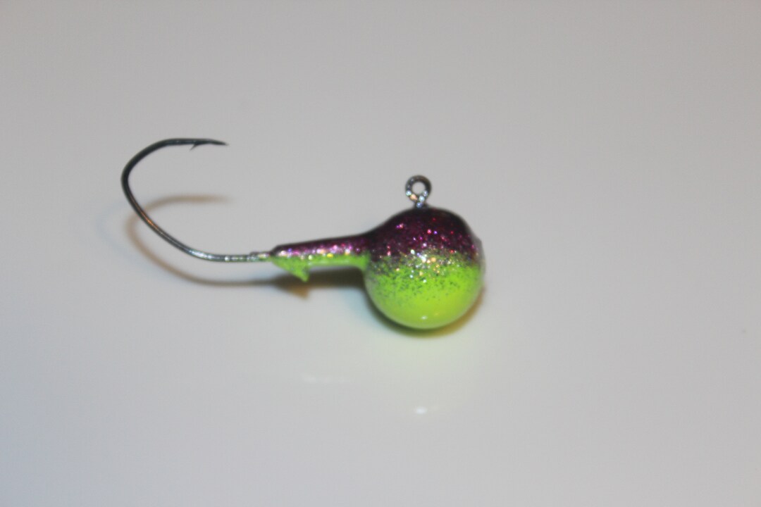 3 Pk Chartreuse & Purple (pimp Daddy) Round Head Jigs - Etsy