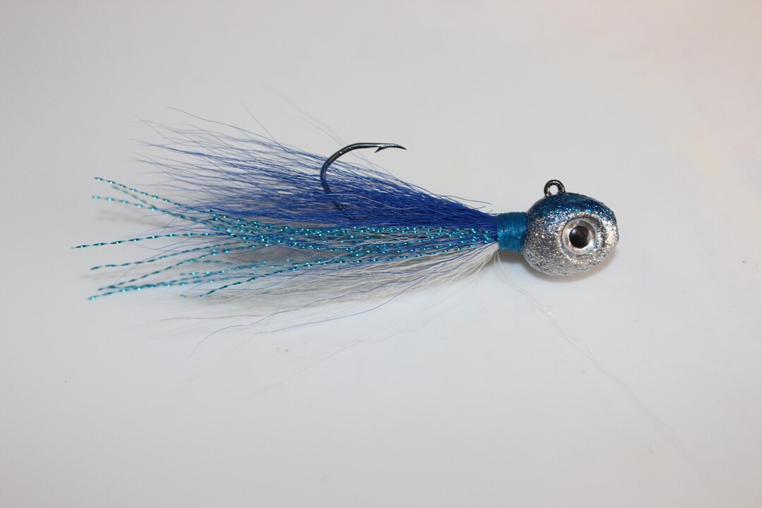 Gray & Blue (blue Ice) Bucktail Jig - Etsy