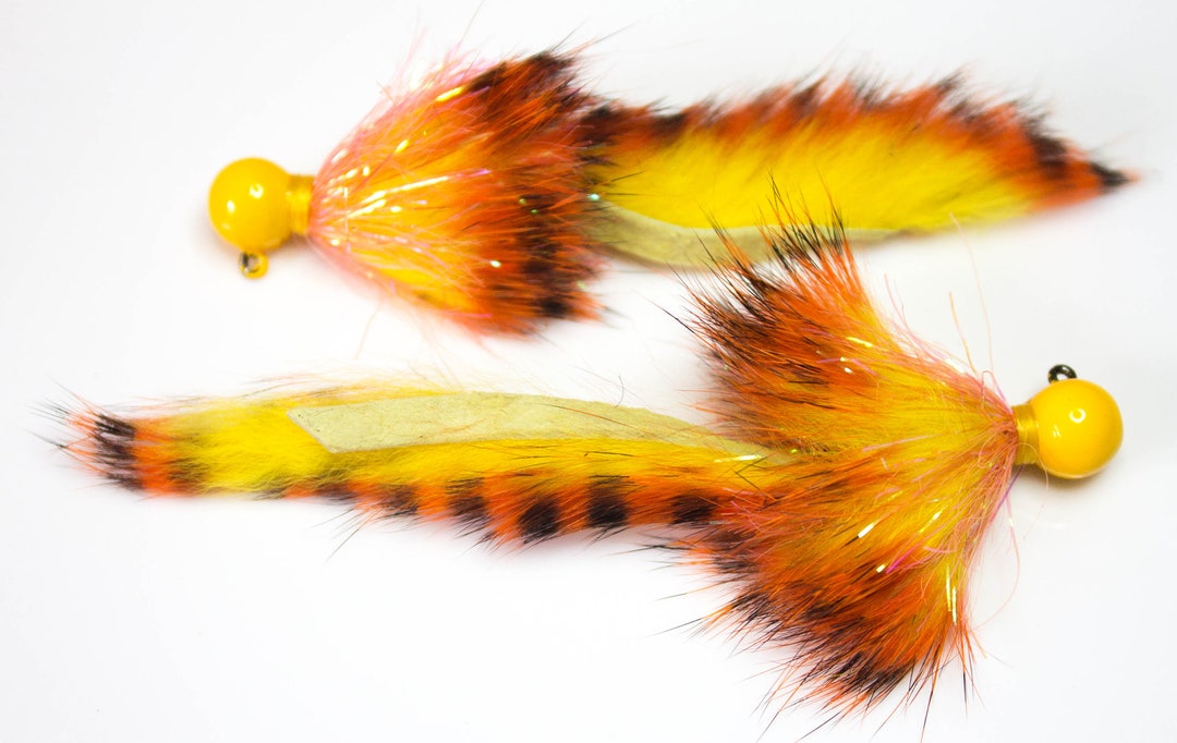 2 Pk Orange & Yellow Tiger Rabbit Hair Steelhead Twitch Jigs - Etsy