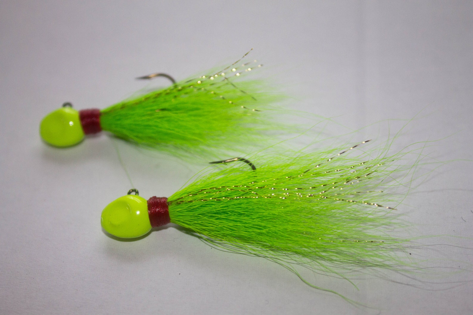 2 pk 1/4 oz. Chartreuse Bucktail Jigs | Etsy