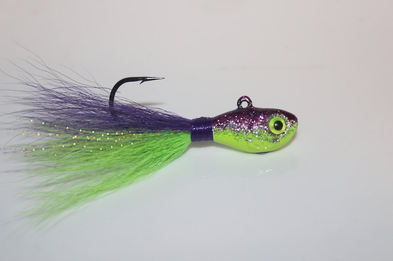 Chartreuse & Purple (pimp Daddy) Ultra Minnow Head Bucktail Jig - Etsy