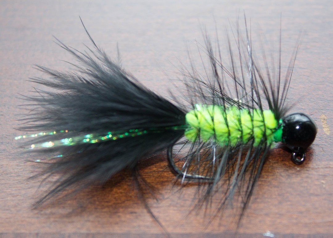 5pk Chartreuse & Black Wooly Bugger Crappie Jigs - Etsy
