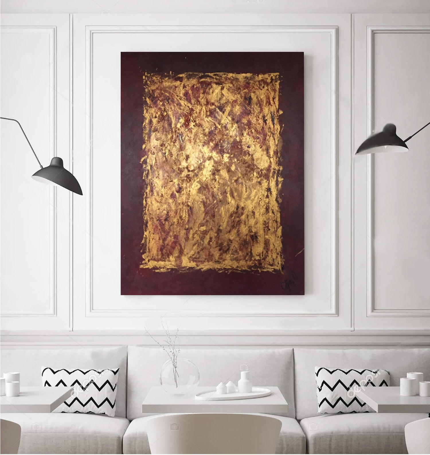 Gold-plated Painting Modern Art on Canvas Contemporary Art - Etsy