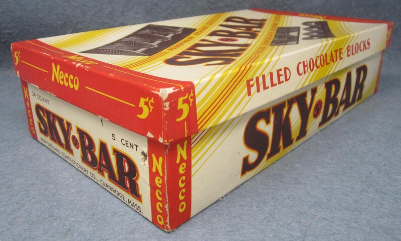 OLD NECCO Sky Bar 24 Count 5 Cent Candy BOX New England Confectionery ...