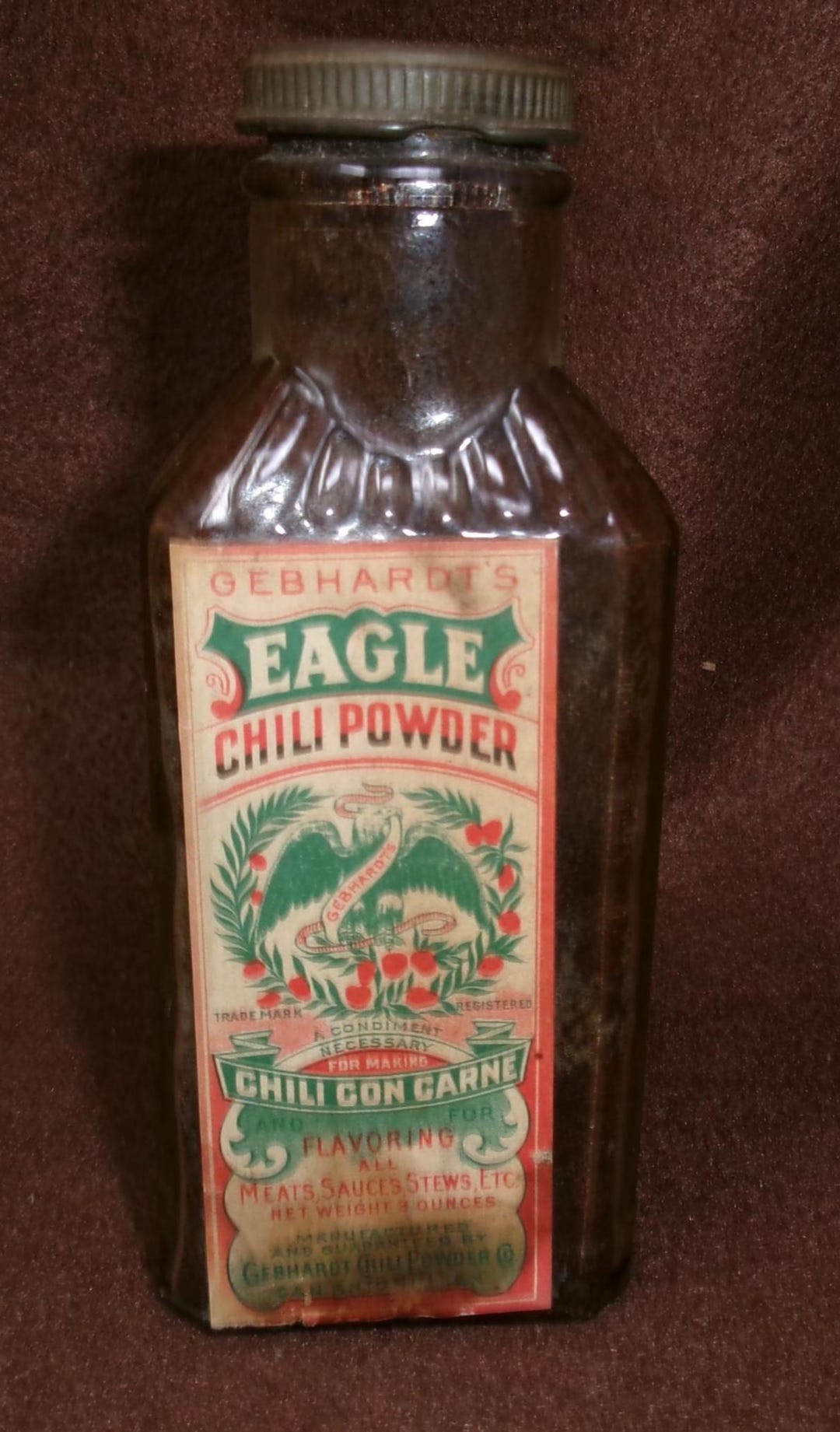 Antique Spice Bottle Gebhardt's Eagle Chili Con Carne Chili Powder ...