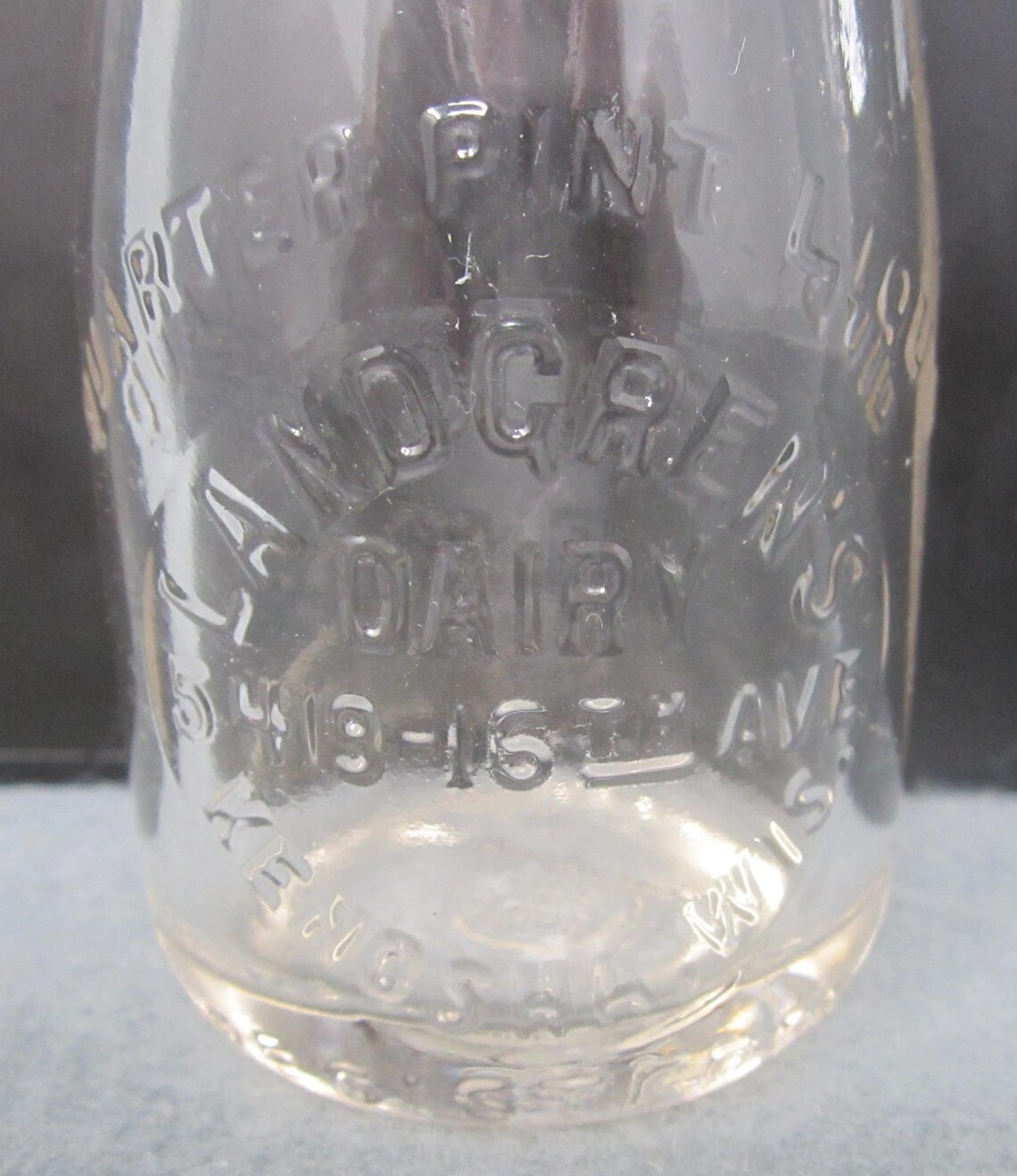 Rare Quarter Pint Landgren's Dairy Milk Cream Bottle Kenosha, Wisconsin ...