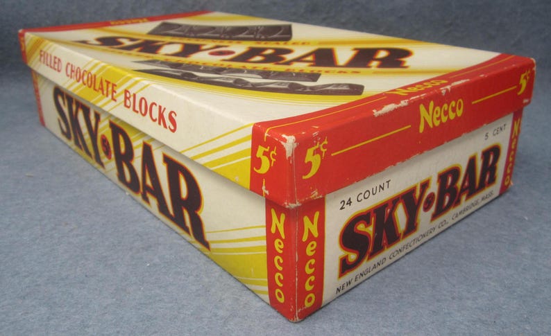 OLD NECCO Sky Bar 24 Count 5 Cent Candy BOX New England Confectionery ...