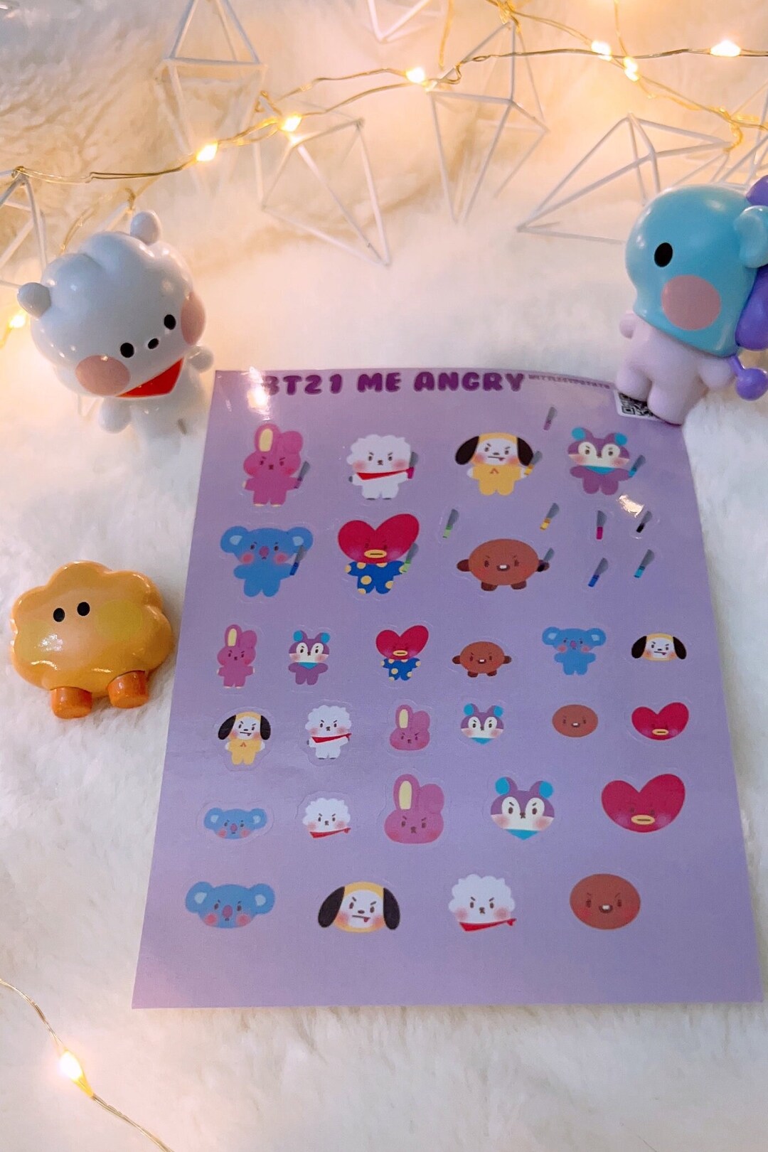 BTS BT21 Me Angry Sticker Sheet - Etsy