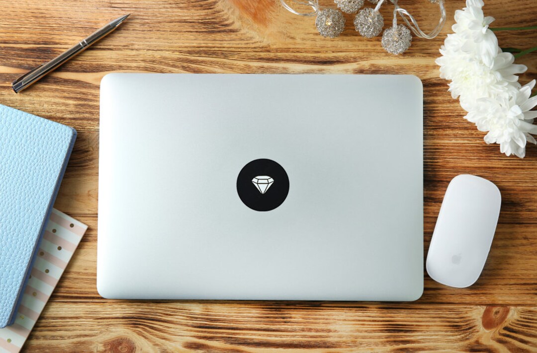 Diamond Logo Circle MacBook Decal Laptop Apple Logo Sticker (2 for 1 ...