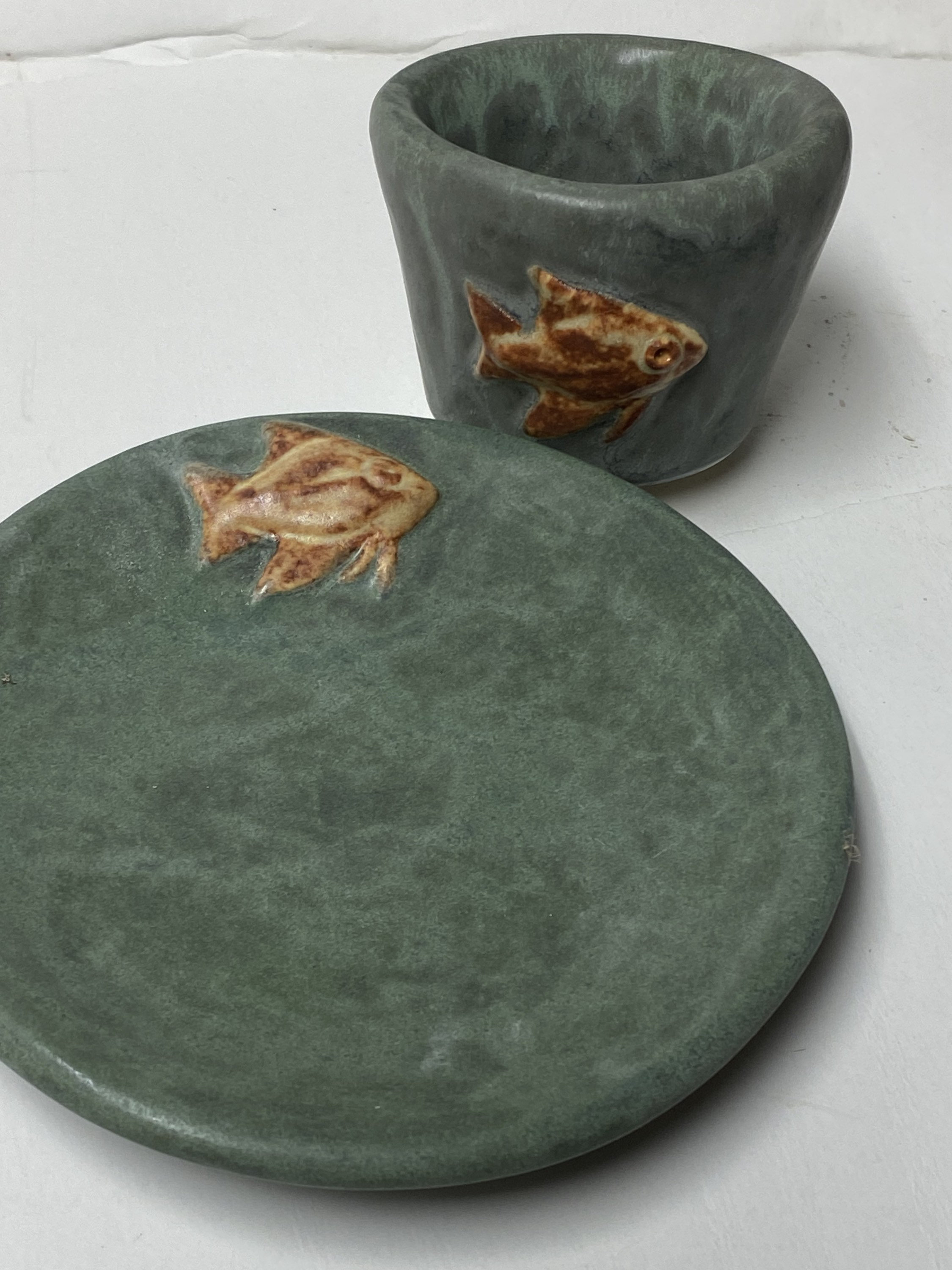 Portable Communionware Handmade Pottery Christian Sacrament Set Green ...