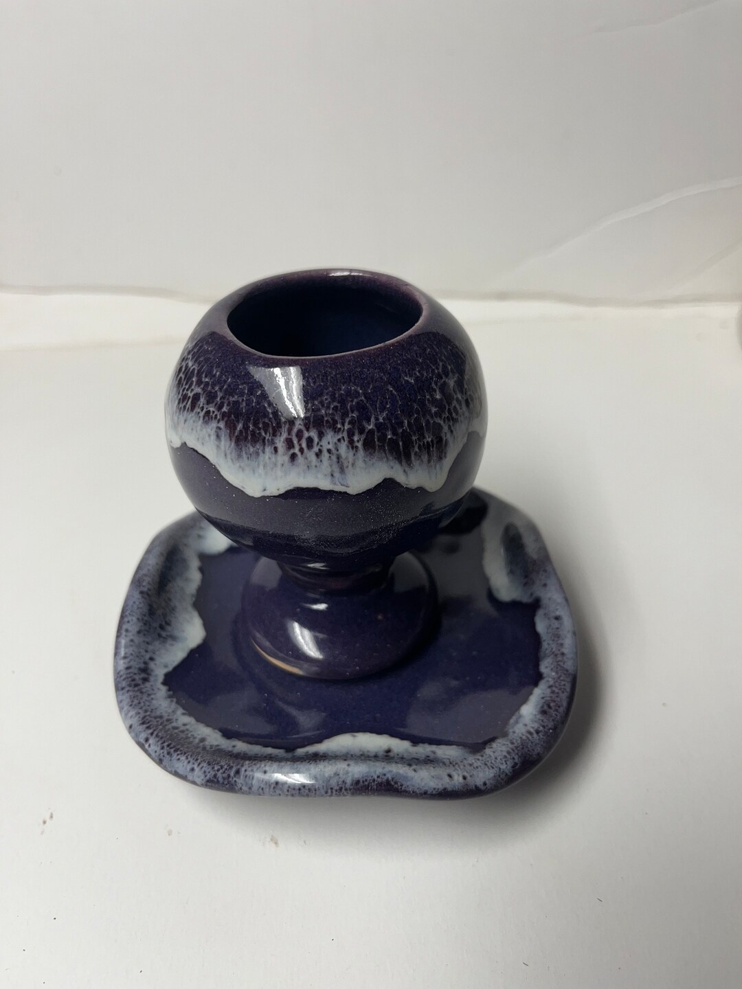 Communion Set Handmade Pottery Sacrament Set Purple and White Chalice ...